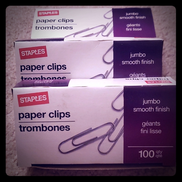 Staples | Office | 3 Boxes Of 0 Ct Jumbo Paper Clips Negotiable | Poshmark